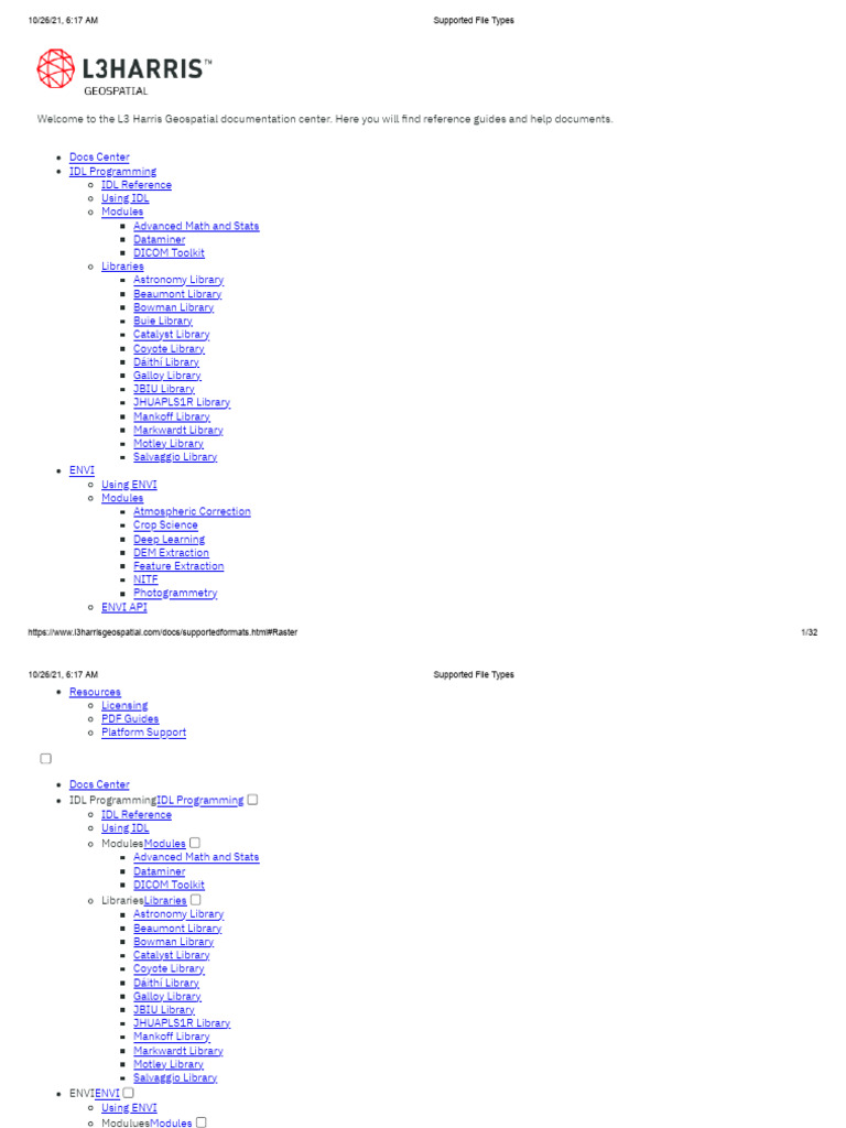 Envi Supported File Types | PDF | Arc Gis | Computer File Formats