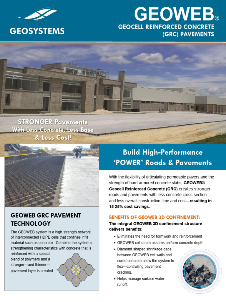 Geoweb Geocell Reinforced Concrete Pavements | PDF | Concrete | Mechanical Engineering