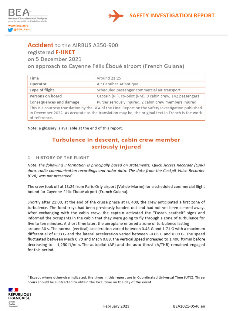 Airbus A350 Turbulence Incident Report | PDF | Flight Attendant | Radar