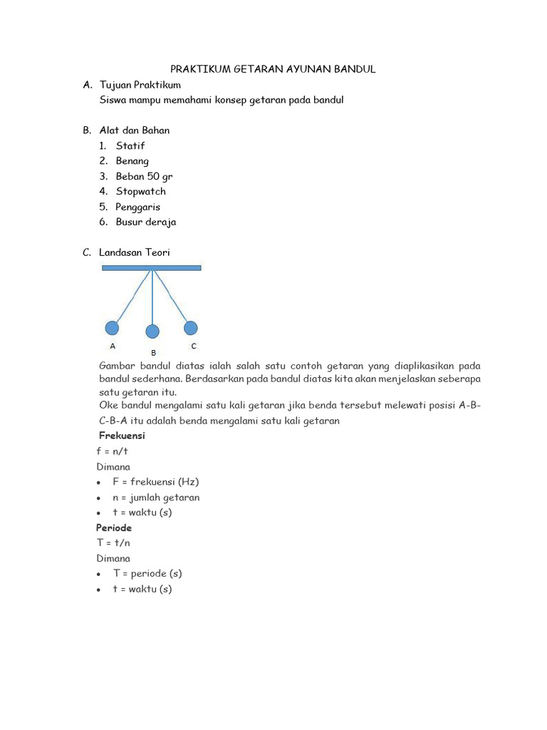 Praktikum Getaran Ayunan Bandul | PDF