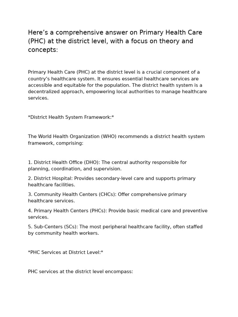 District-Level Primary Health Care Overview | PDF | Health Care ...
