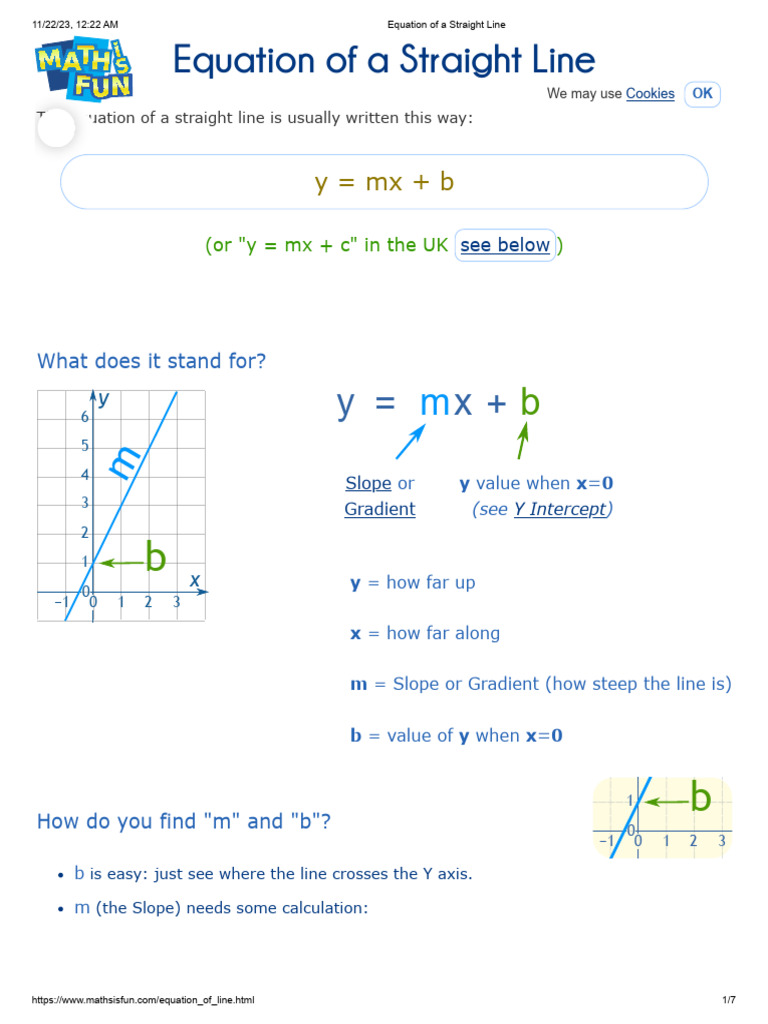 Equation of a Straight Line | PDF | Slope | Line (Geometry)