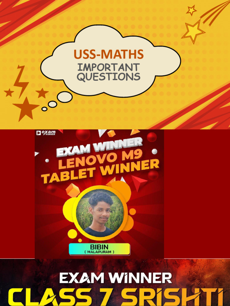 Exam Winner Uss Maths Important Questions Yt Live Notes | PDF | Length ...