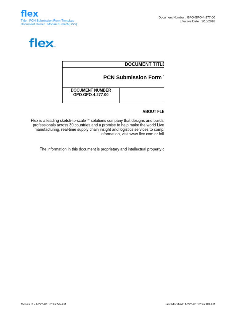 PCN Submission Form Template Flex 1 | PDF