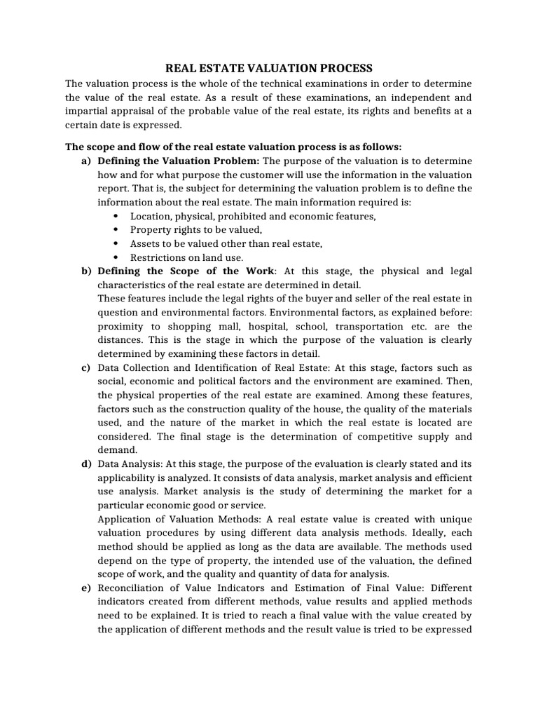 Real Estate Valuation Process | PDF | Real Estate Appraisal | Net ...