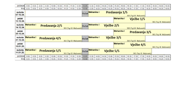 Raspored M1-Izv-2024-2025 | PDF