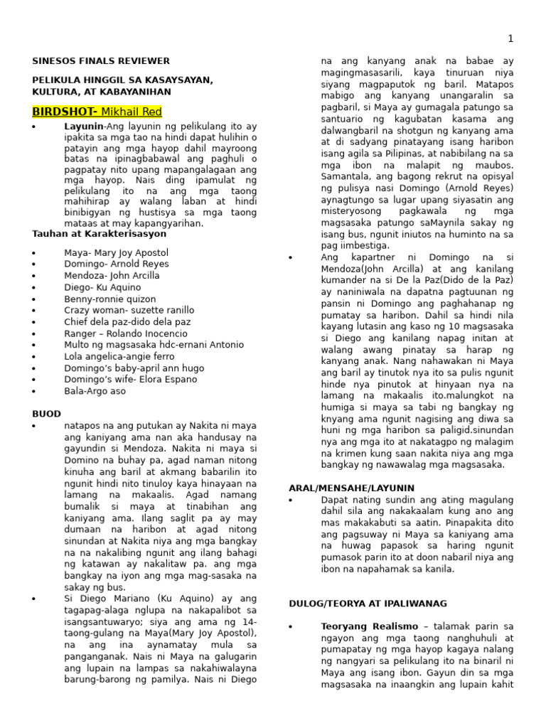 Sinesos Finals Reviewer | PDF