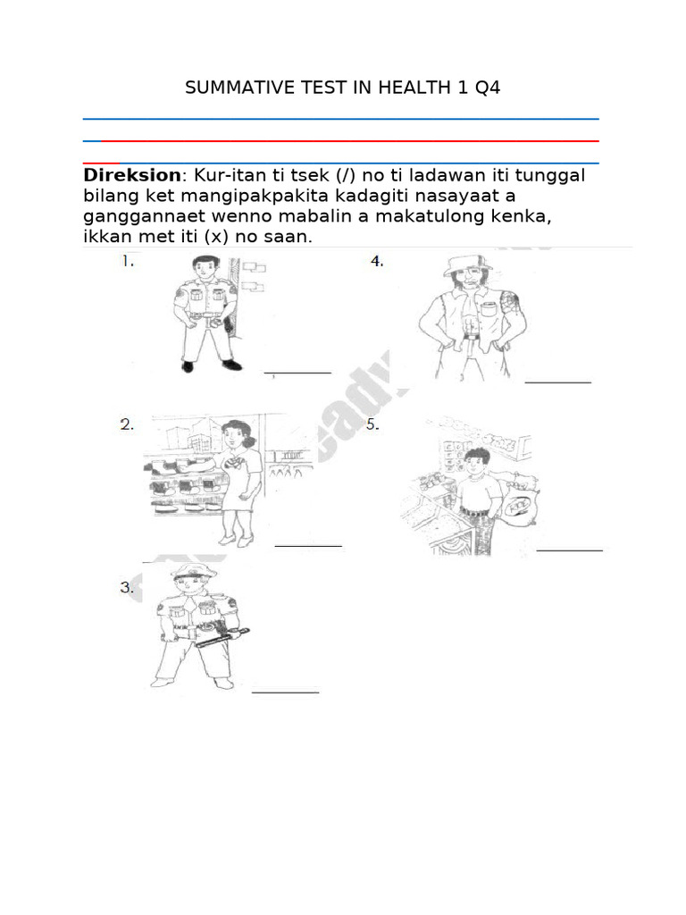 Summative Test in Health 1 - Q4 | PDF