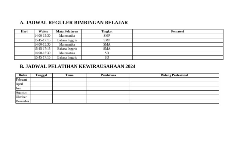 Tabel Program Kerja | PDF