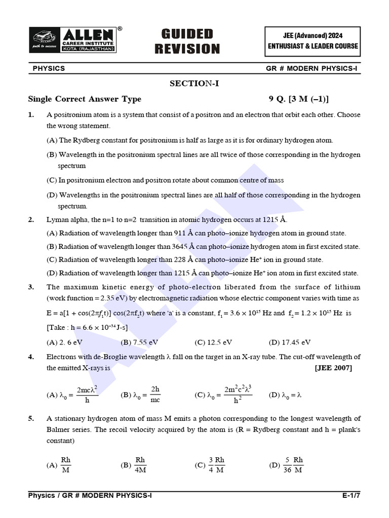 Exercise 1 1714391074 | PDF | Radiation | Electron