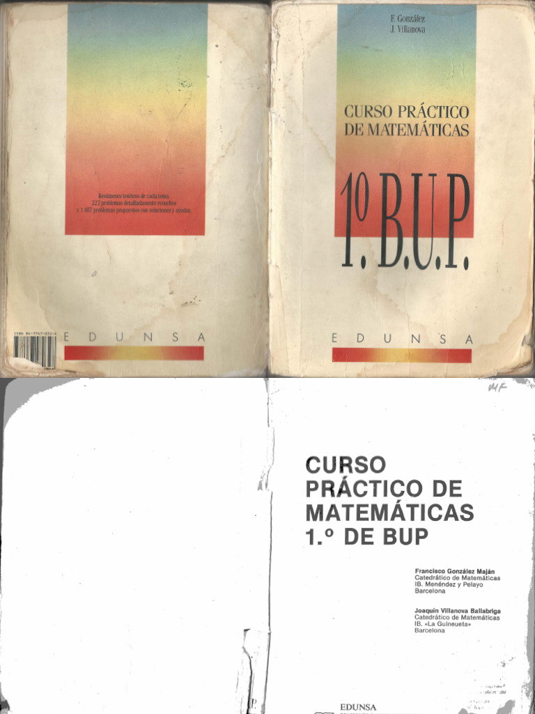 Curso Práctico de Matemáticas 1° BUP - Vilanova González | PDF