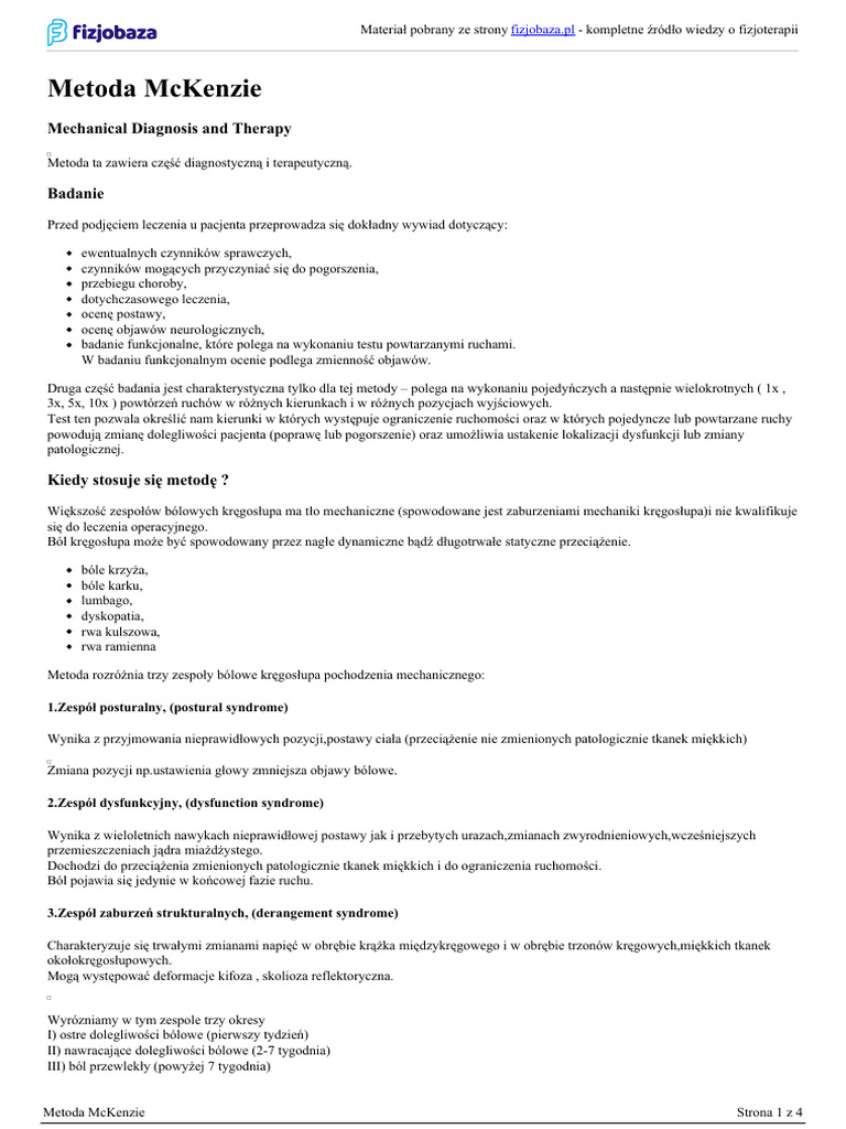 Fizjobaza PL Metoda-Mckenzie | PDF