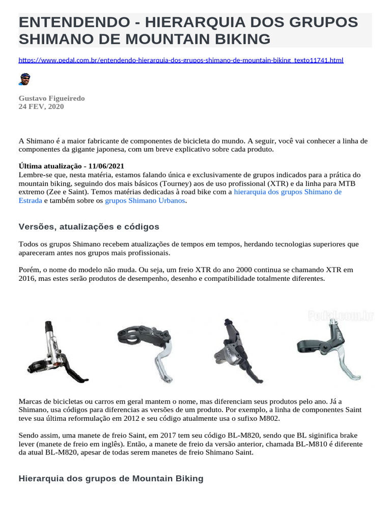 Entendendo Hierarquia Shimano | PDF