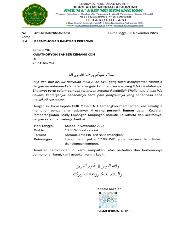 163.surat Permohonan Bantuan Personil (07112023) | PDF