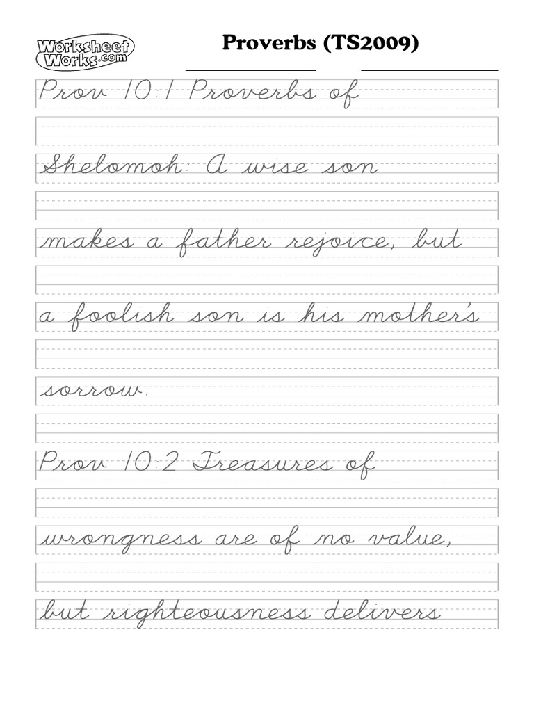 Copywork Full Proverbs Cursive | PDF