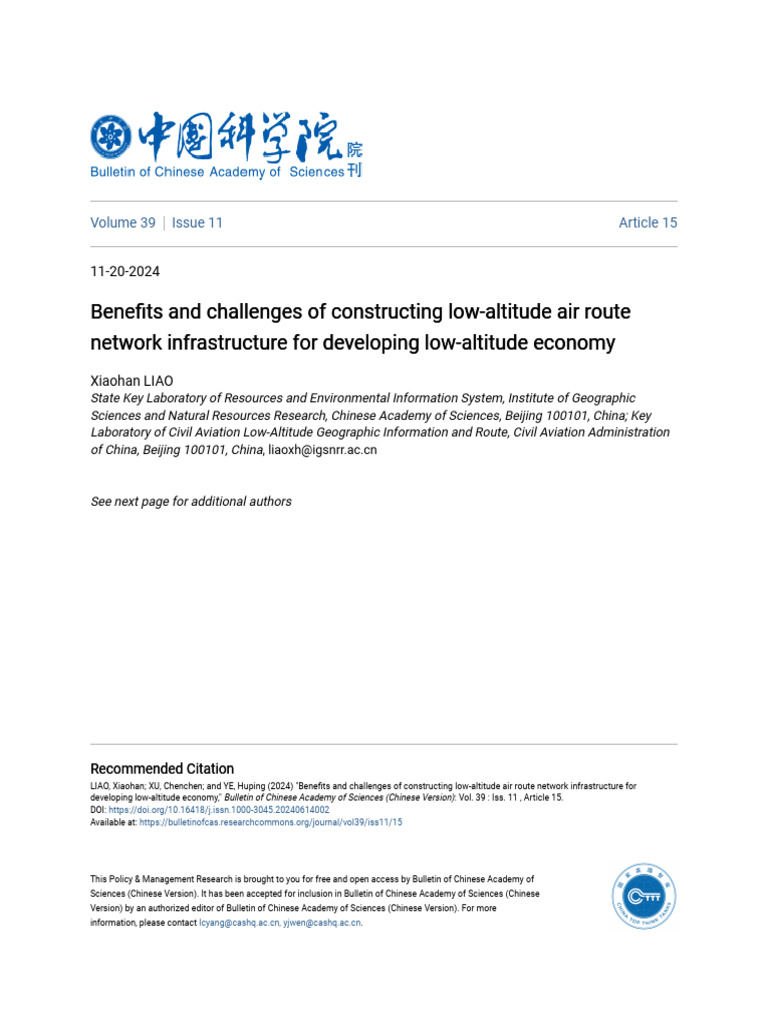 Benefits and Challenges of Constructing Low-Altitude Air Route Ne | PDF