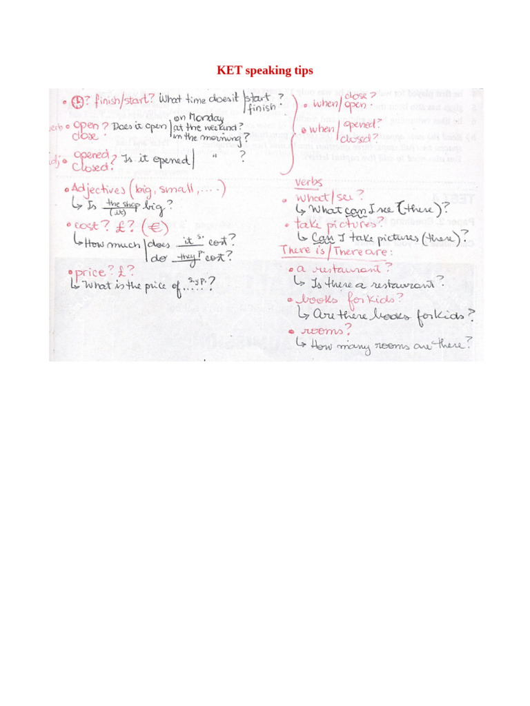 KET speaking tips | PDF
