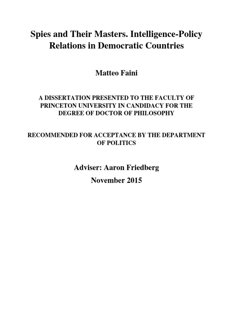 Spies_and_Their_Masters | PDF | Policy | Central Intelligence Agency