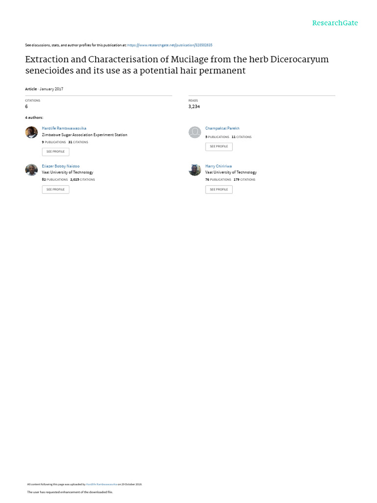 Extraction and Characterisation of Mucilage From T | PDF | Thin Layer ...