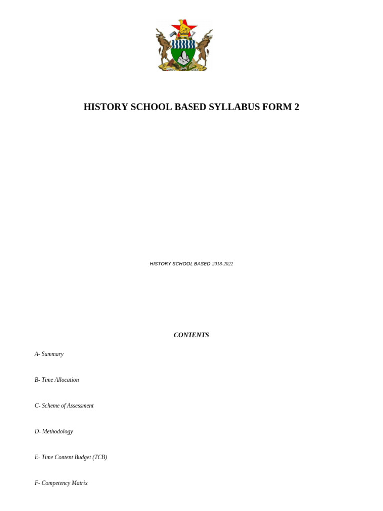 Form 2 History Syllabus Overview | PDF | Critical Thinking | Methodology