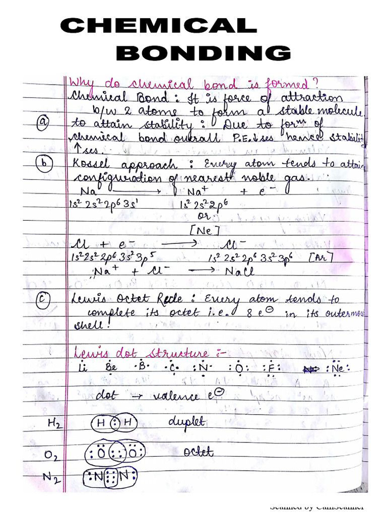 Chemical Bonding Hand Written Notes | PDF