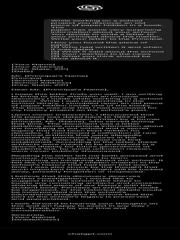 Discovery Letter To Principal | PDF