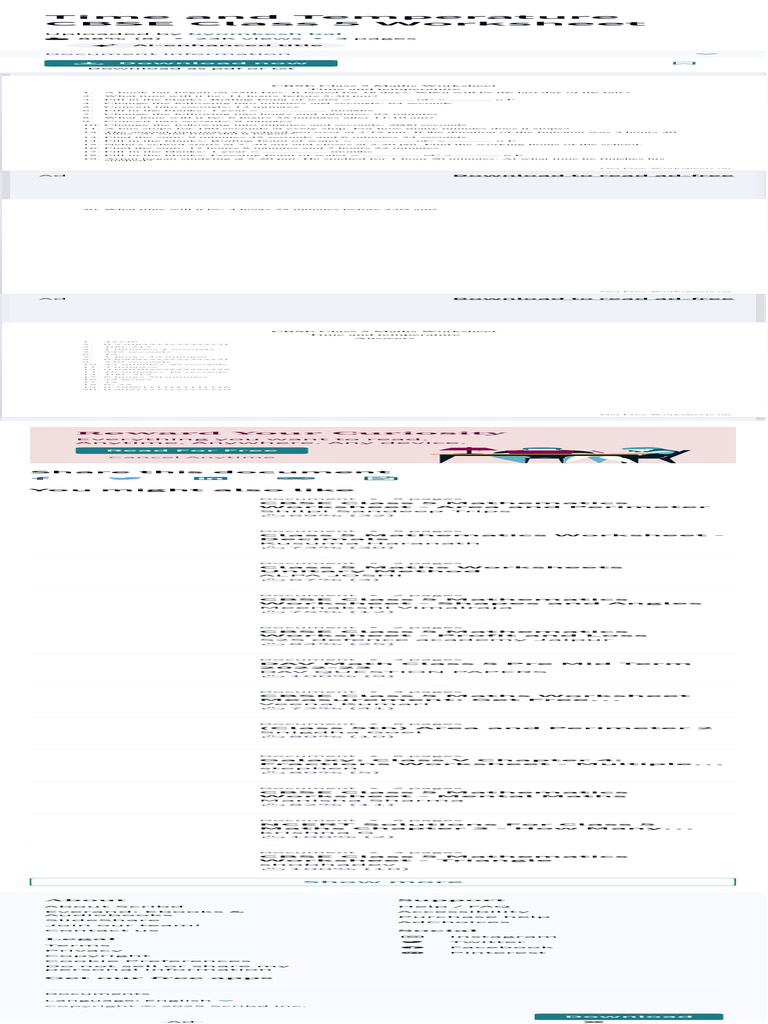 Time and Temperature CBSE Class 5 Worksheet PDF | PDF | Scribd
