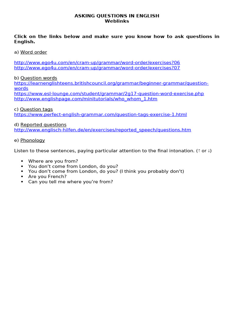 How to Ask Questions in English | PDF