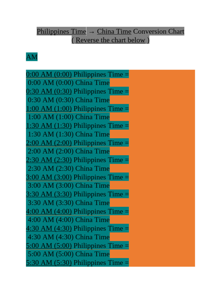Philippines Time TO CHINESE TIME | PDF