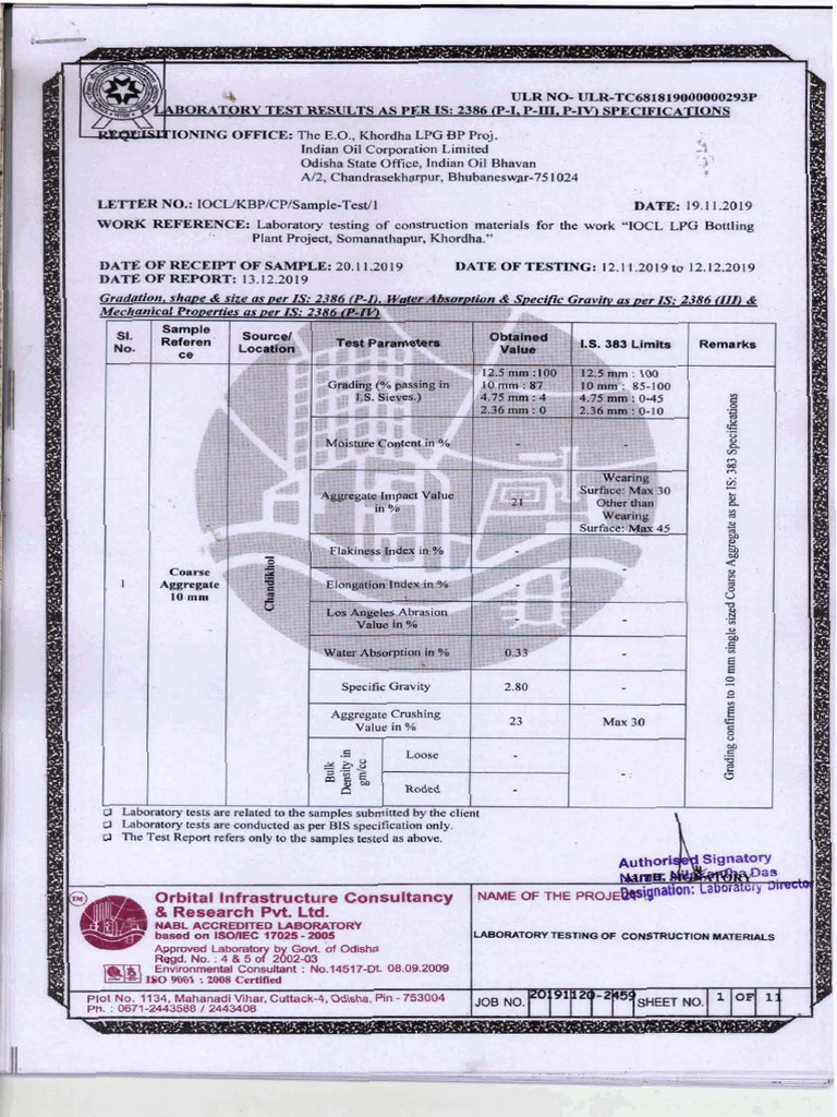 IOCL LPG Bottling Plant Testing Report | PDF