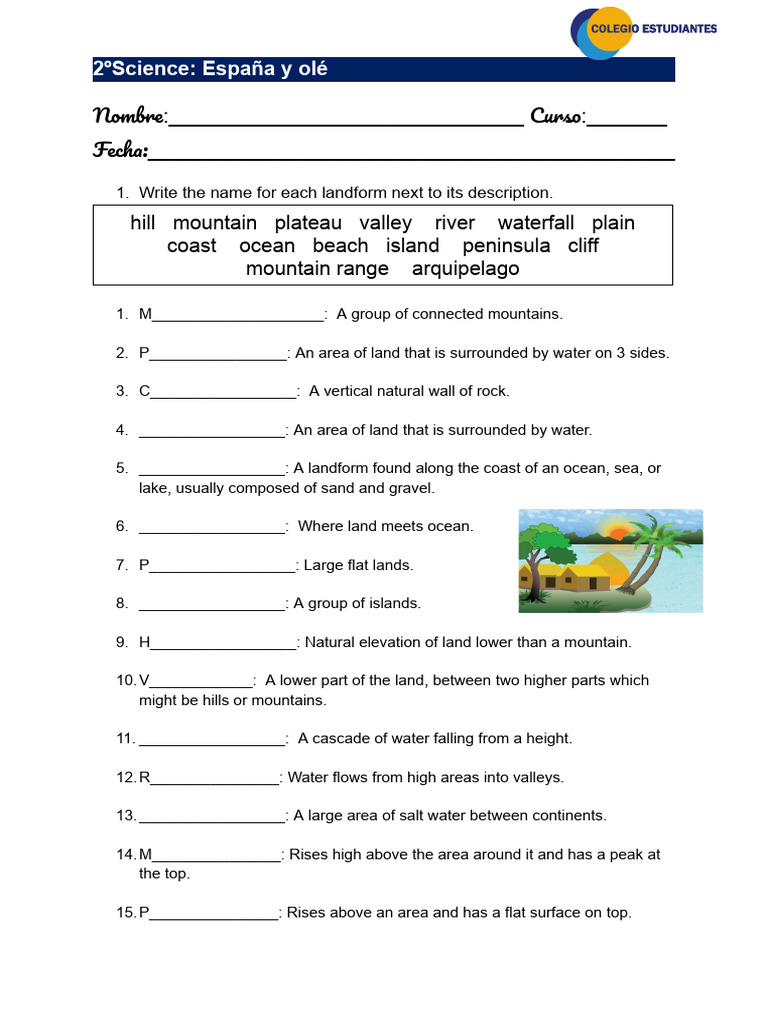 Landforms Identification and Drawing Guide | PDF