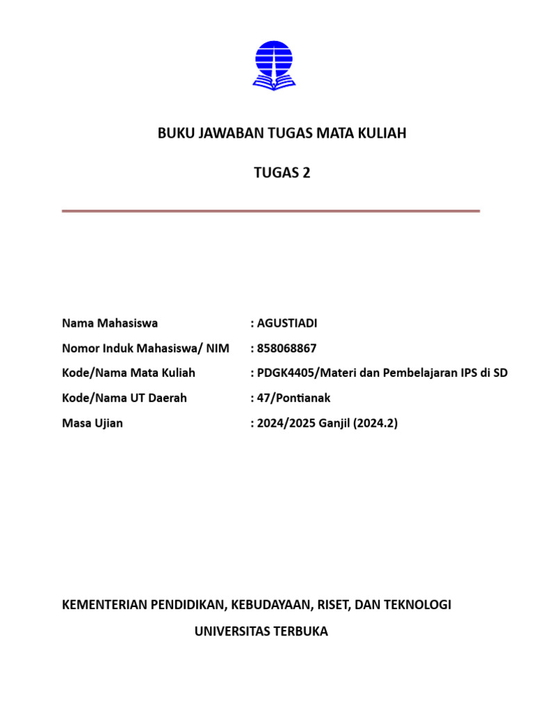 BJU TMK 2 PDGK4405 MATERI DAN PEMBELAJARAN DI SD | PDF