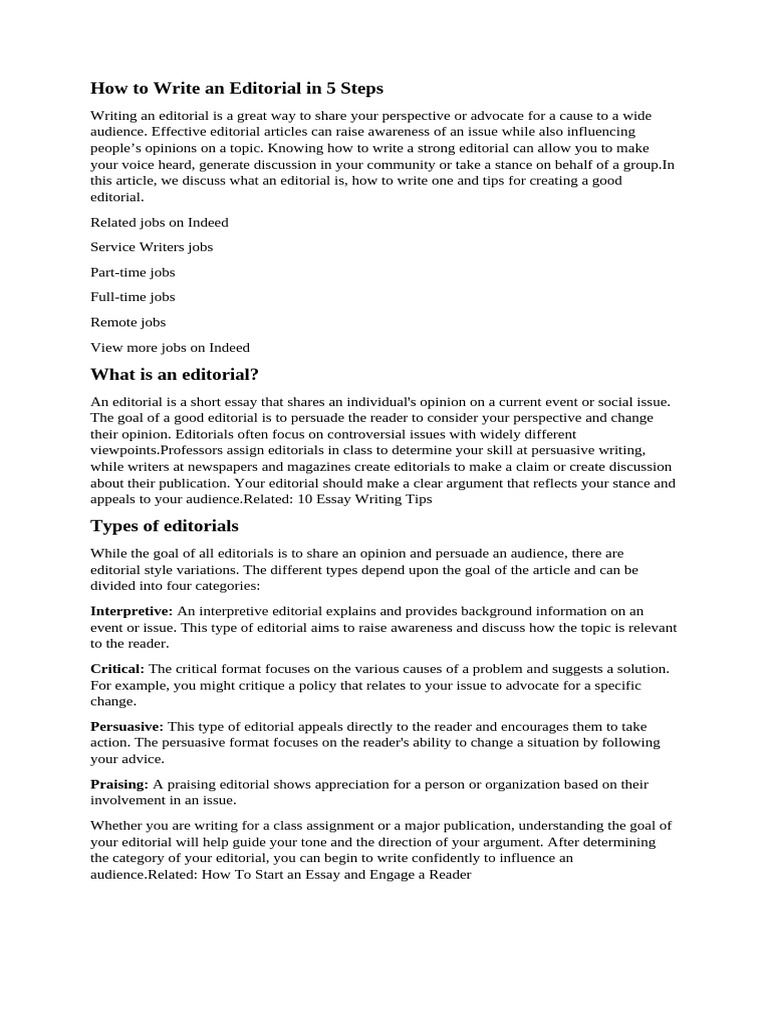 Write an Editorial in 5 Steps | PDF | Essays | Argument