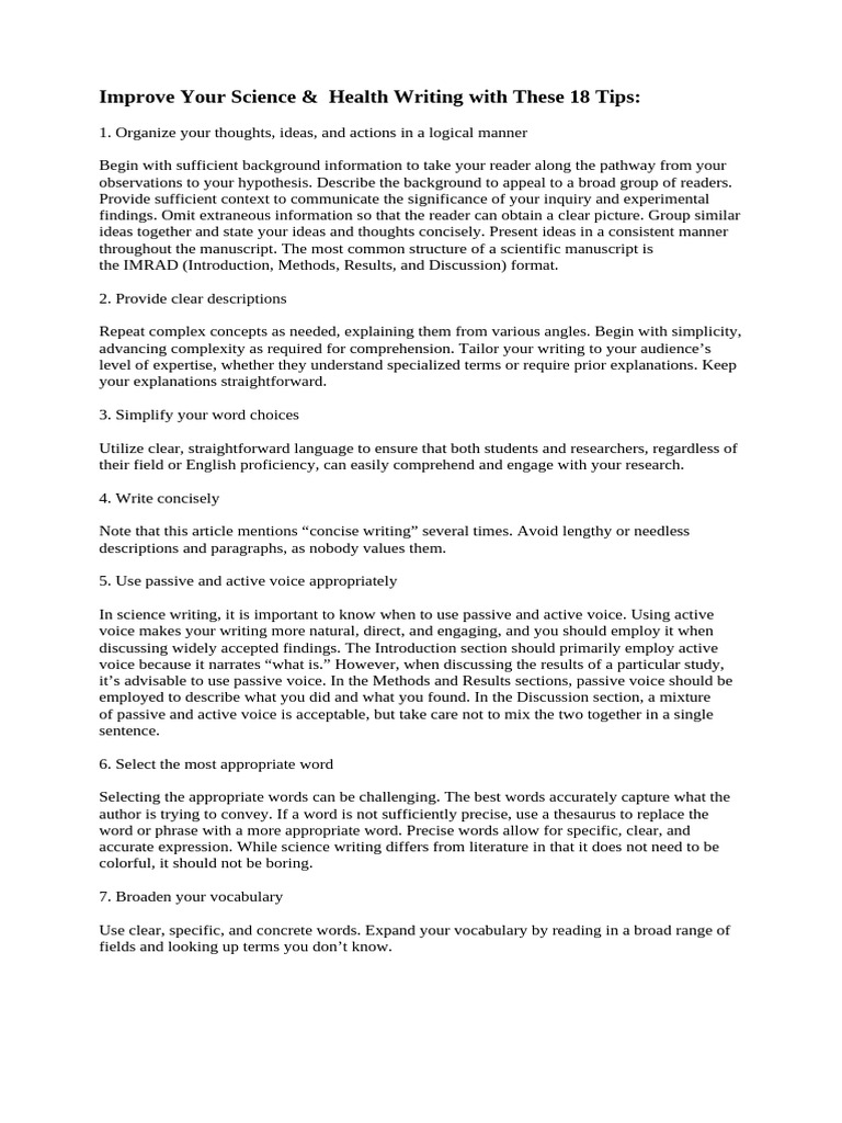 Tips in Science & Health Writing | PDF | Acronym | Science