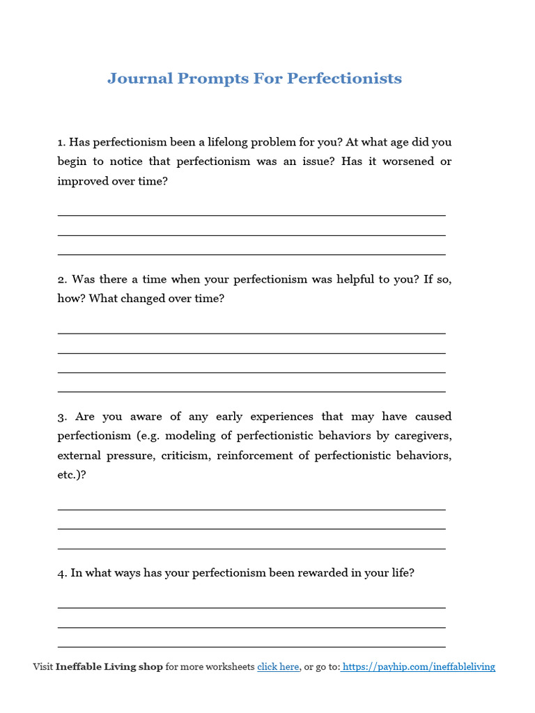 Journal Prompts for Perfectionists | PDF | Perfectionism (Psychology ...