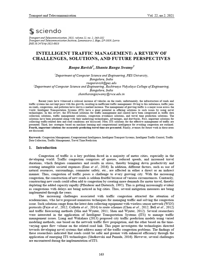Intelligent Traffic Management Review | PDF | Wireless Sensor Network ...
