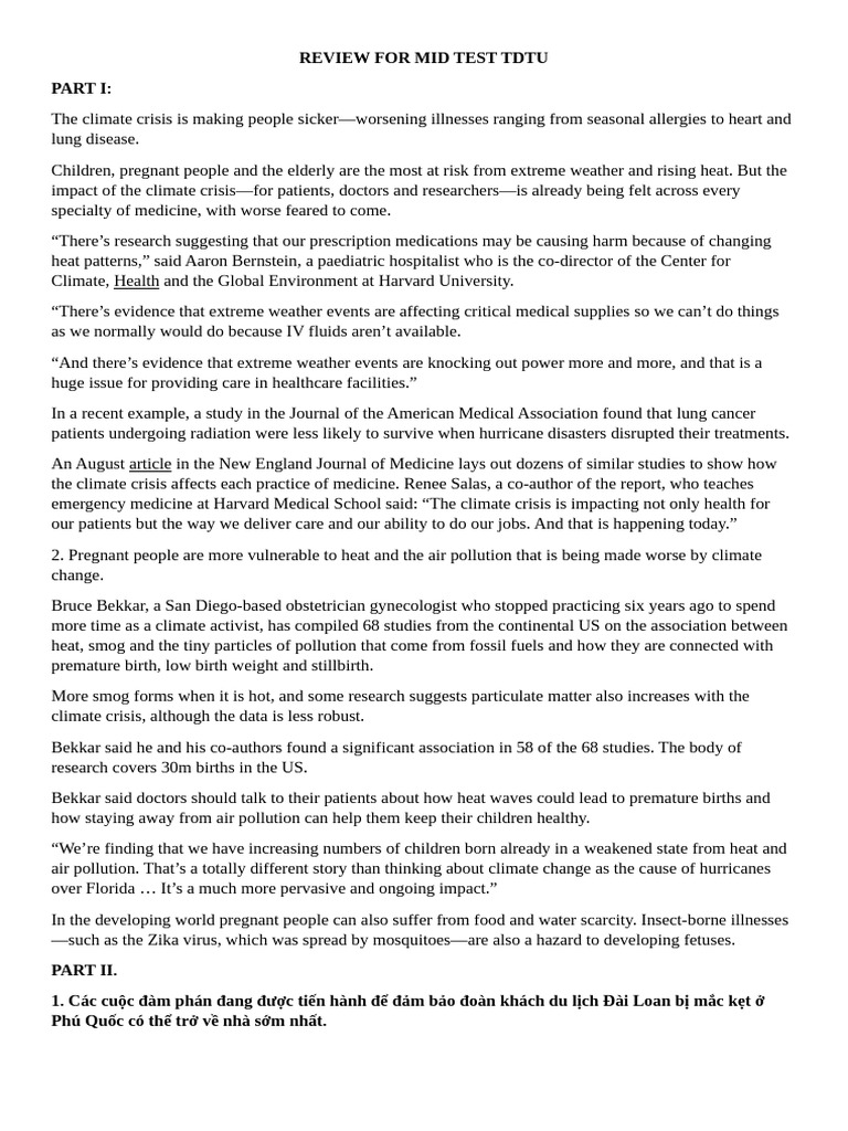REVIEW FOR MID TEST TDTU | PDF
