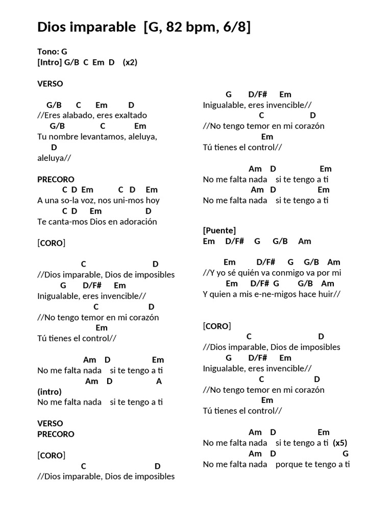 Dios Imparable - Marcos Witt Tono Original A | PDF
