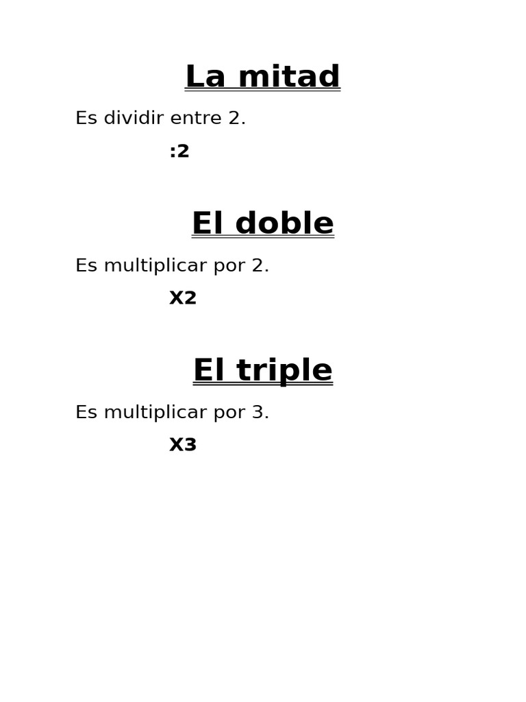 La Mitad, El Doble, El Triple | PDF