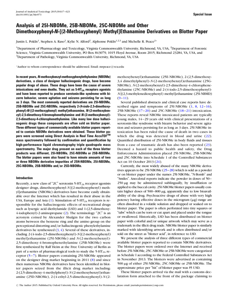 Analysis of 25I-NBOMe, 25B-NBOMe, 25C-NBOMe and Other - 2015 | PDF ...