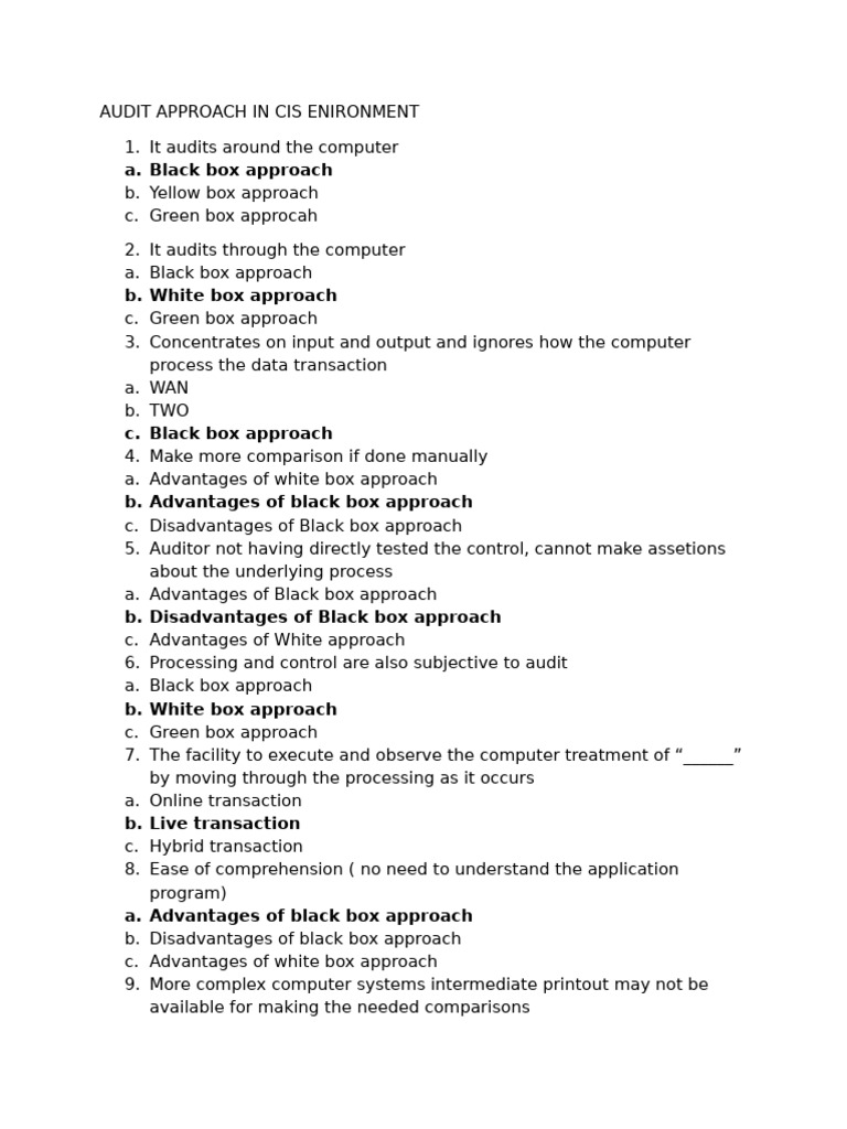 Audit Approach in Cis Enironment Quiz | PDF | Databases | Audit