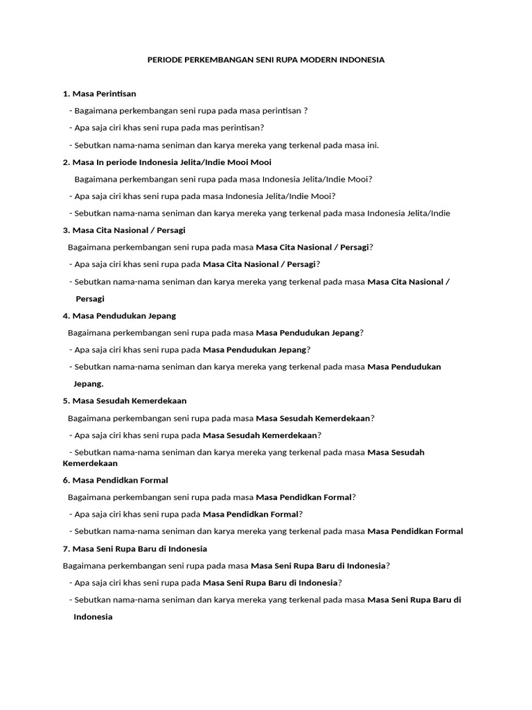 Sejarah Perkembangan Seni Rupa Modern Indonesia | PDF