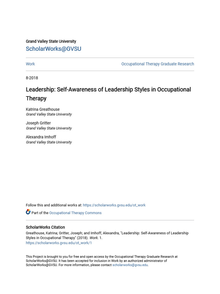 Leadership Styles in Occupational Therapy | PDF | Leadership ...