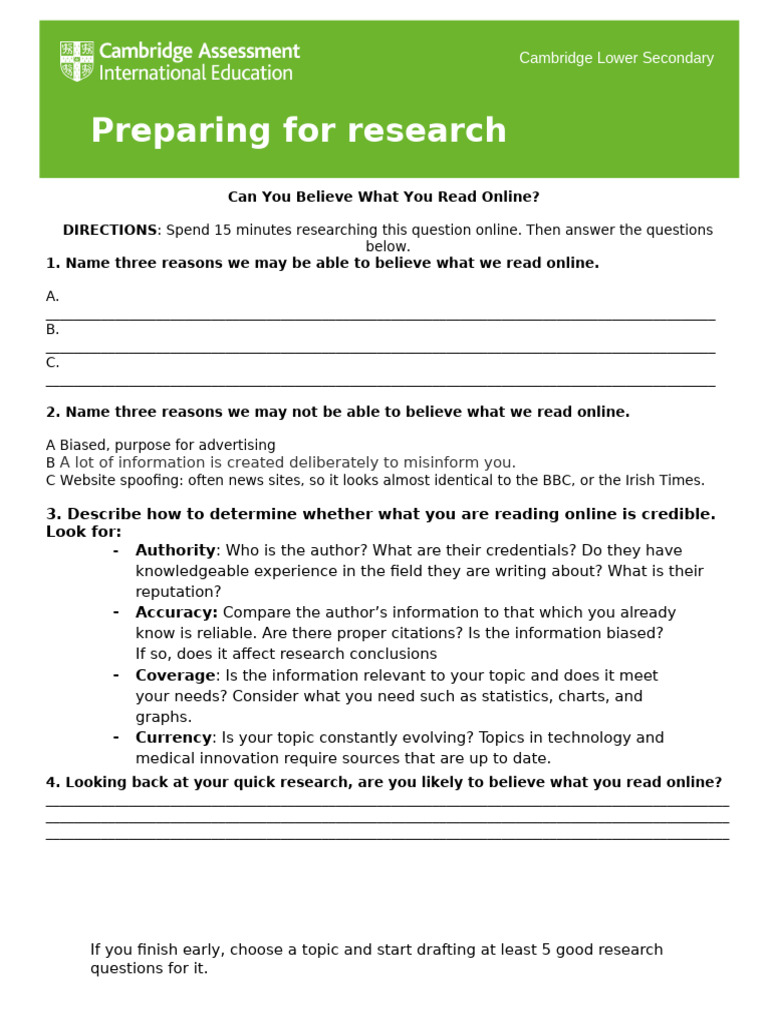 Grade 8 Preparing For Research 1 | PDF | Cognition | Human Communication
