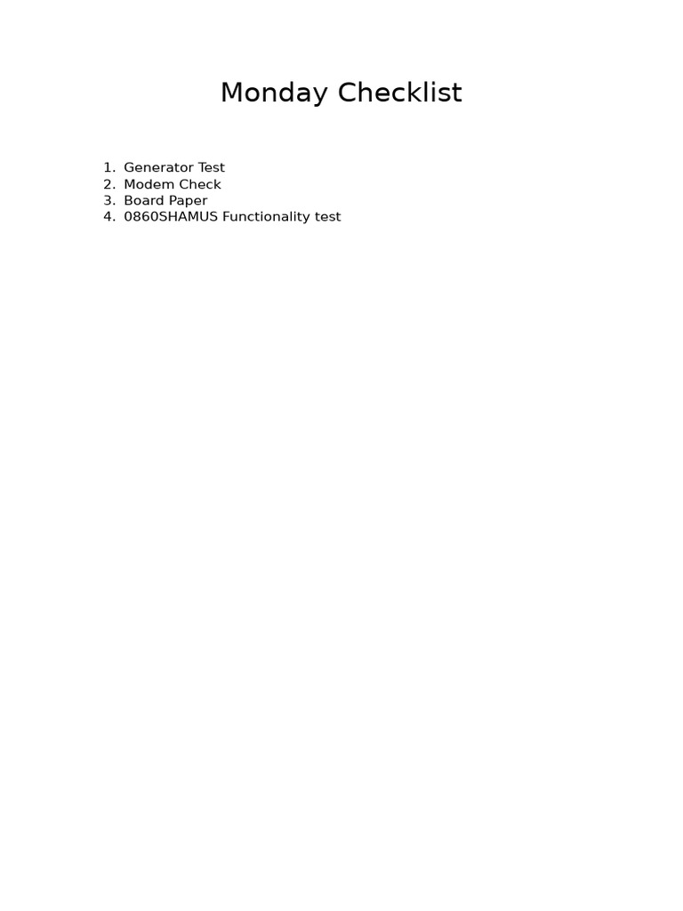 Monday Checklist & Factory Measurements | PDF