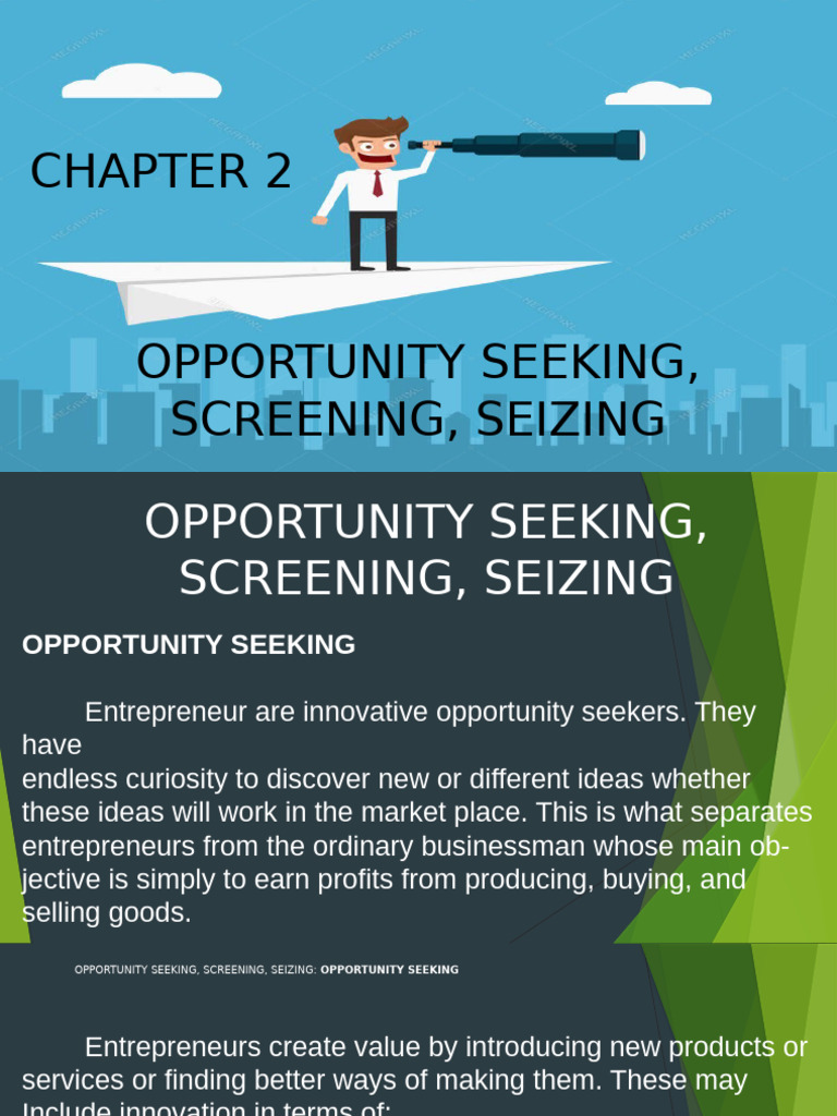 Opportunity Seeking Screening and Seizing 1 | PDF | Product (Business) | Demand