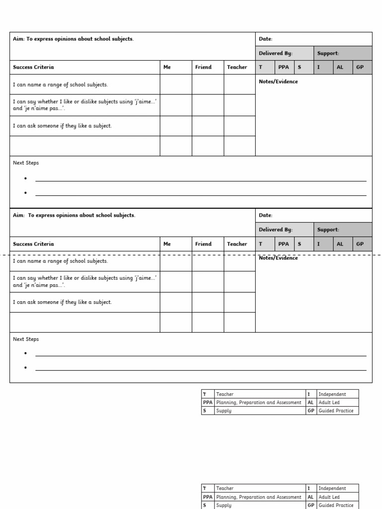 Marking Grids School Subjects | PDF