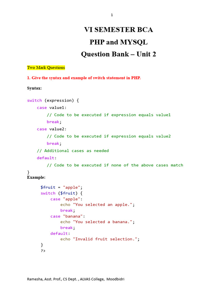 U2,3,4 PHP | PDF | Parameter (Computer Programming) | Boolean Data Type