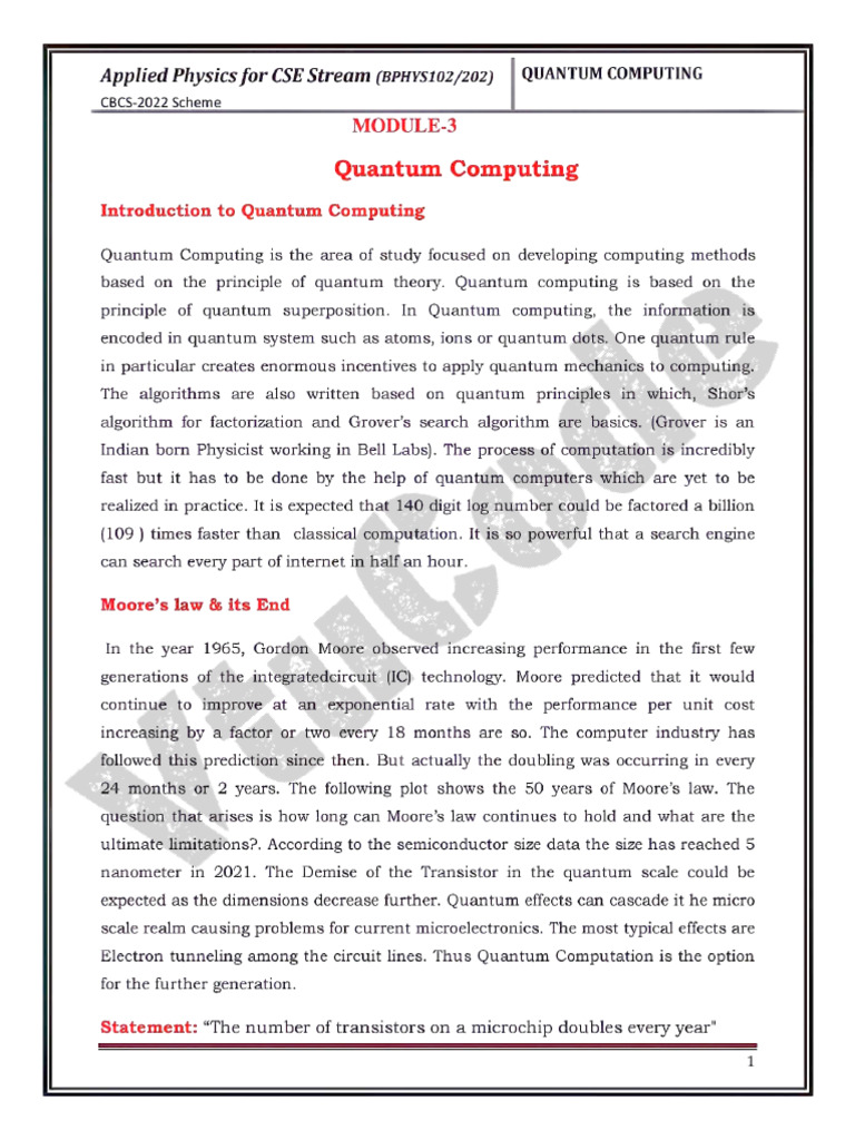 Module-3 Quantum Computing | PDF