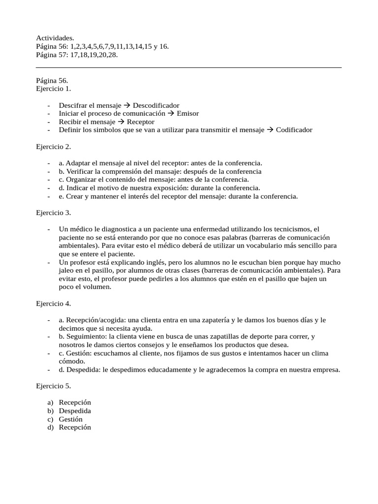 Actividades P gina 56 1 2 3 4 5 6 7 9 11 13 14 15 16 Y P gina 57 17